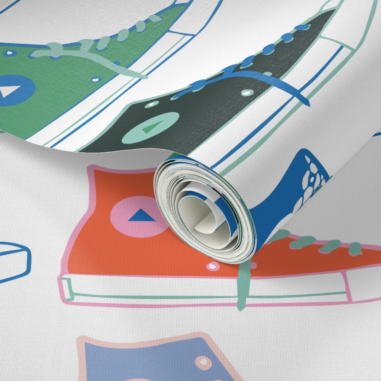 Funky Sneakers Wallpaper, 80s Retro Teen Room Decor, Removable Peel and ...