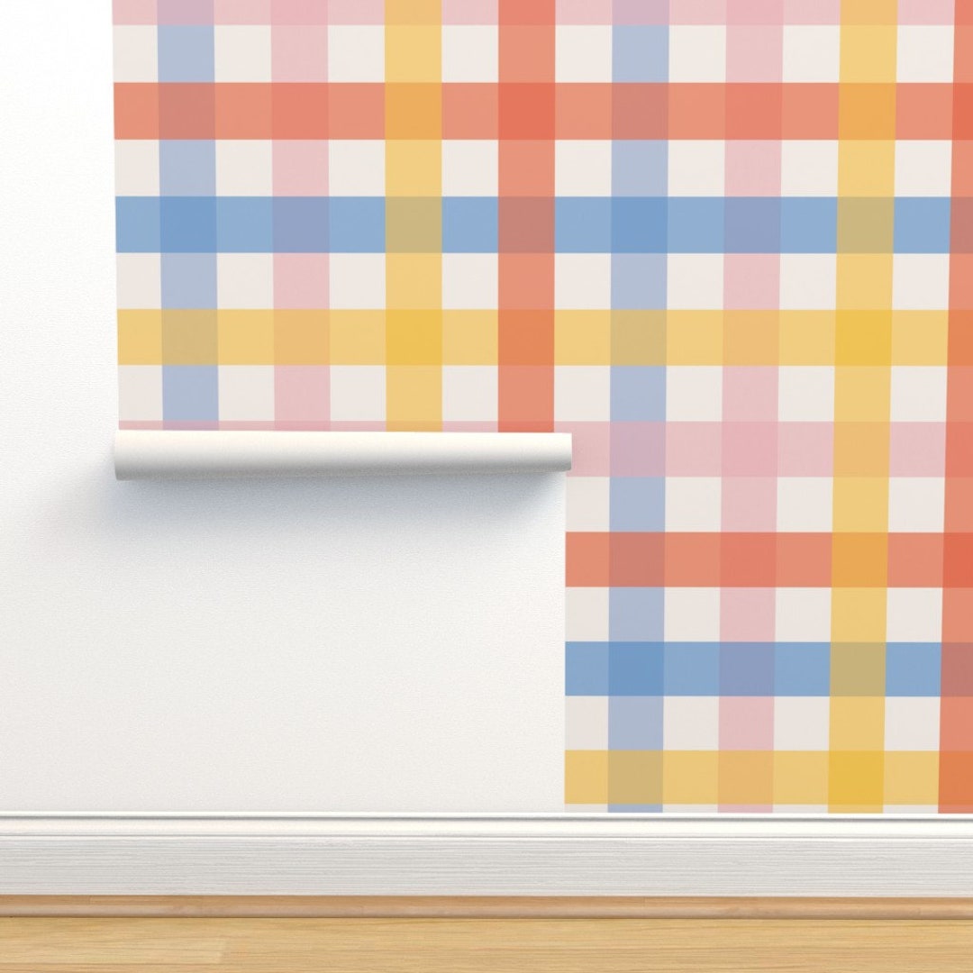Colourful Gingham Check Wallpaper, Kids & Teens Modern Checkered ...