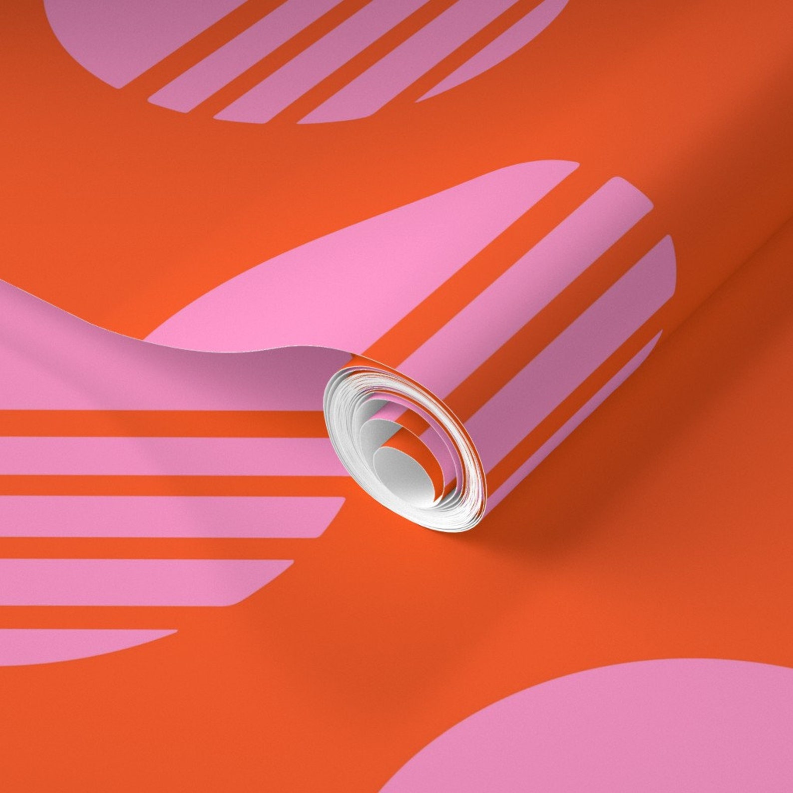 Funky Pink Spot Wallpaper, Bold Red Accent, Peel and Stick Renter ...