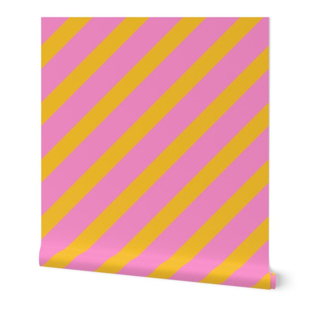 Funky Stripe Wallpaper, Bold Wallpaper, Diagonal Stripe Wallpaper, Pink ...