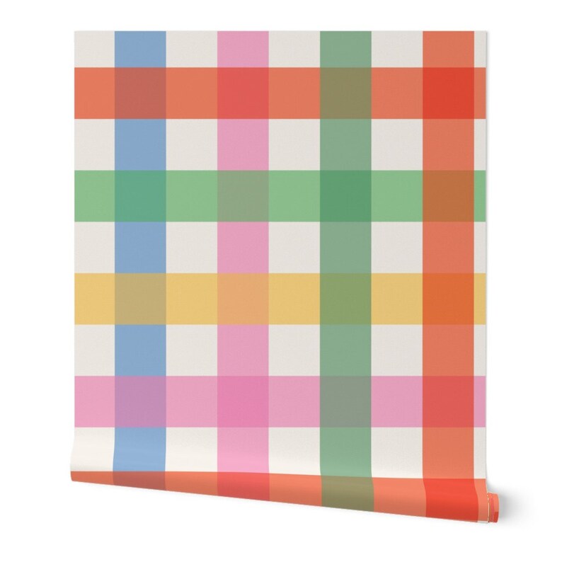 Rainbow Wallpaper, Gingham Wallpaper, Kids Wallpaper, Colorful ...