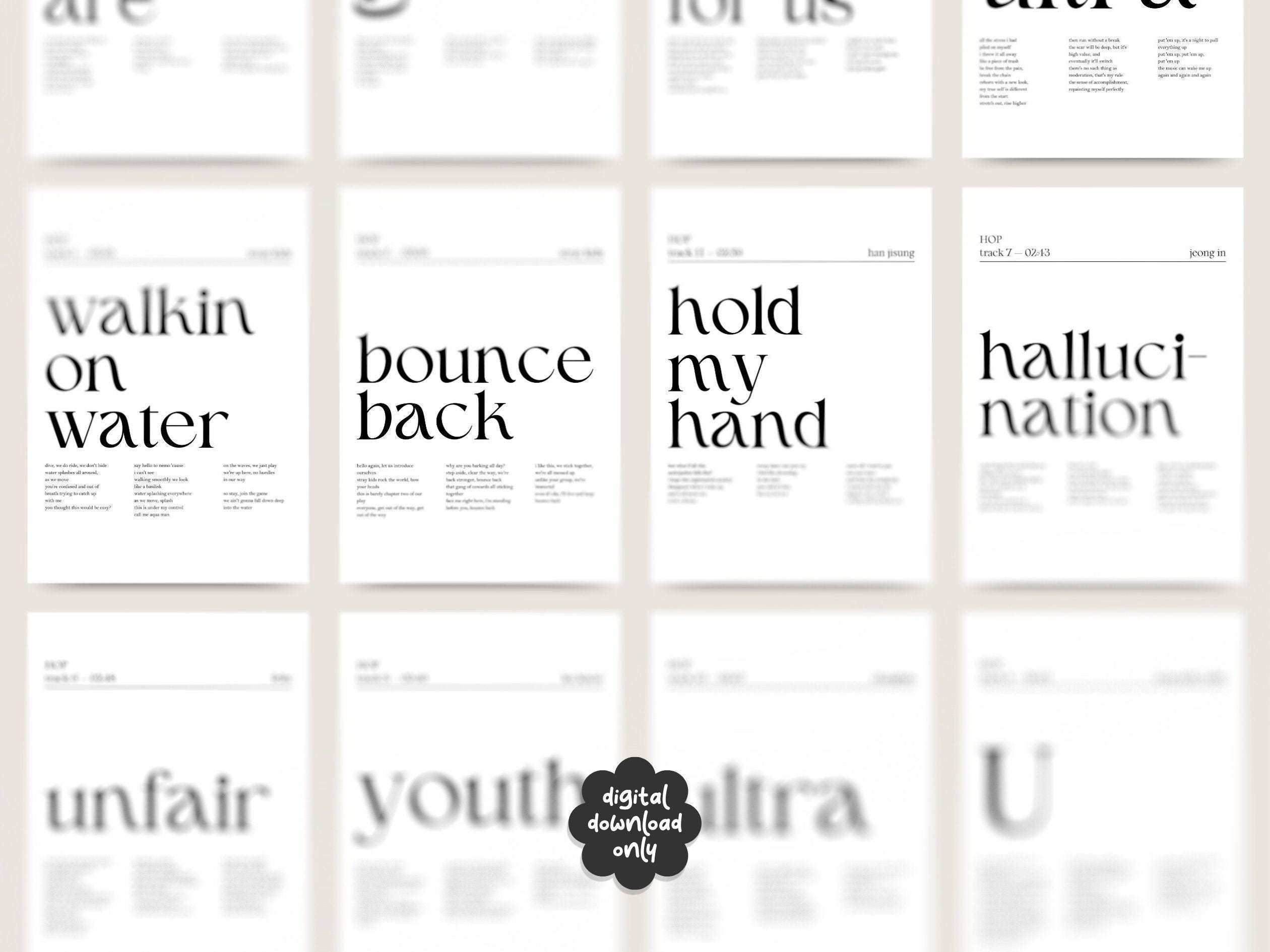 Printable Stray Kids HOP Lyrics Poster, SKZ Prints, Minimal Album Lyric ...