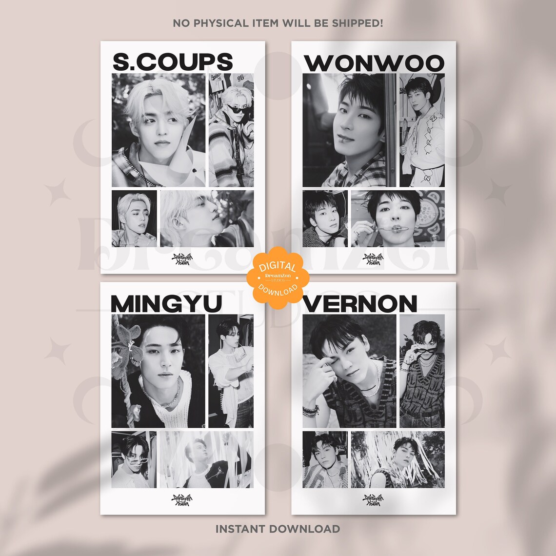 SVT Seventeenth Heaven Digital Poster, Hip Hop Unit, Set of 4 ...