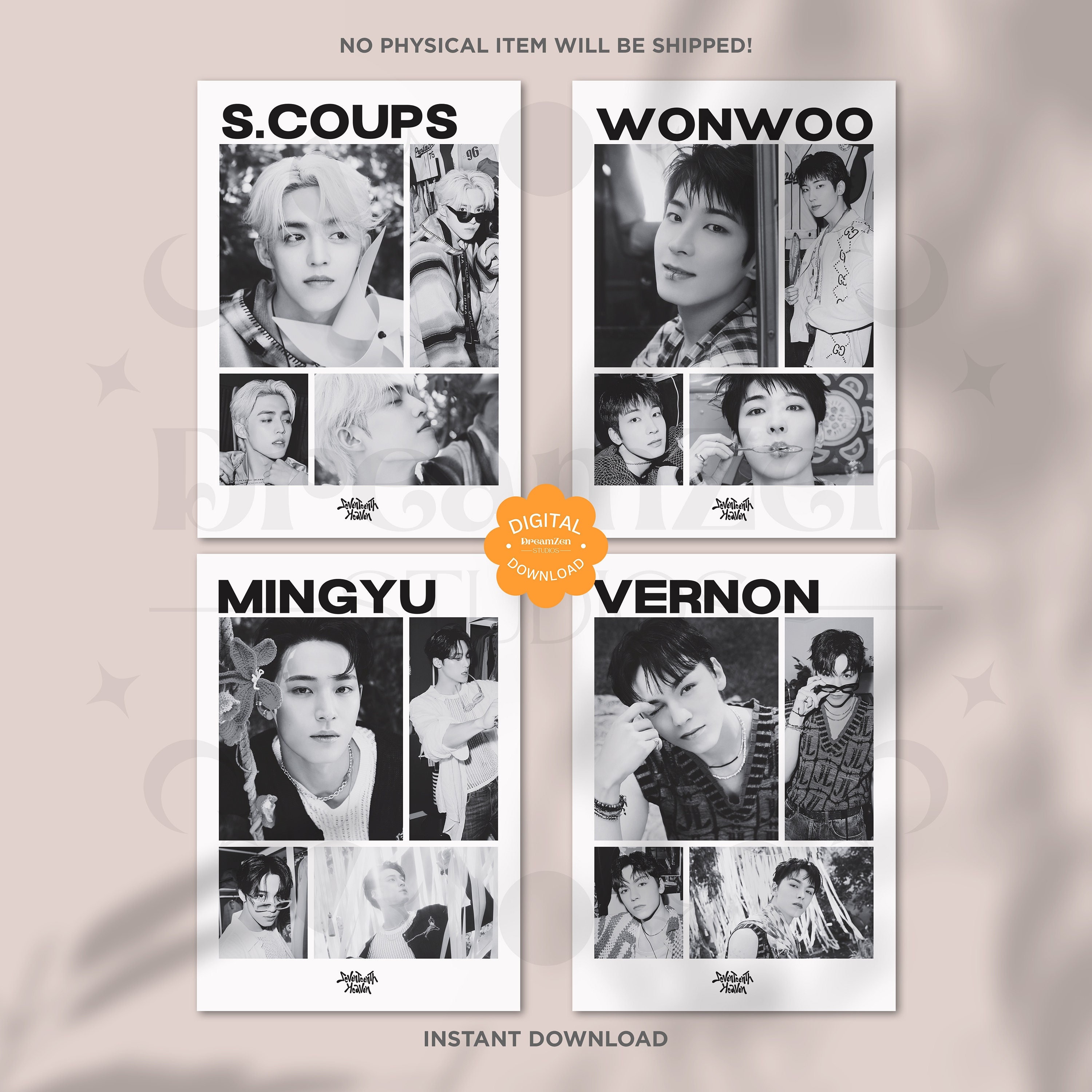 SVT Seventeenth Heaven Digital Poster, Hip Hop Unit, Set of 4 ...