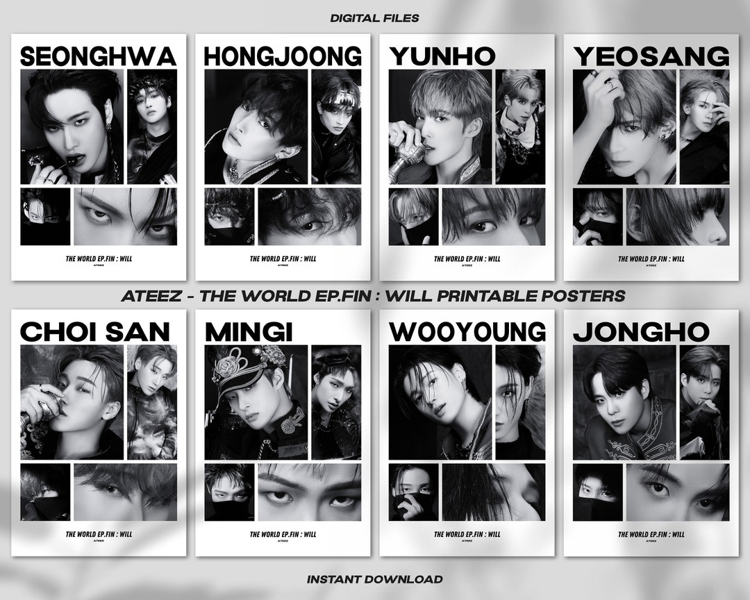 Ateez the World - Will Printable Posters, KPOP Collage Print, Digital ...