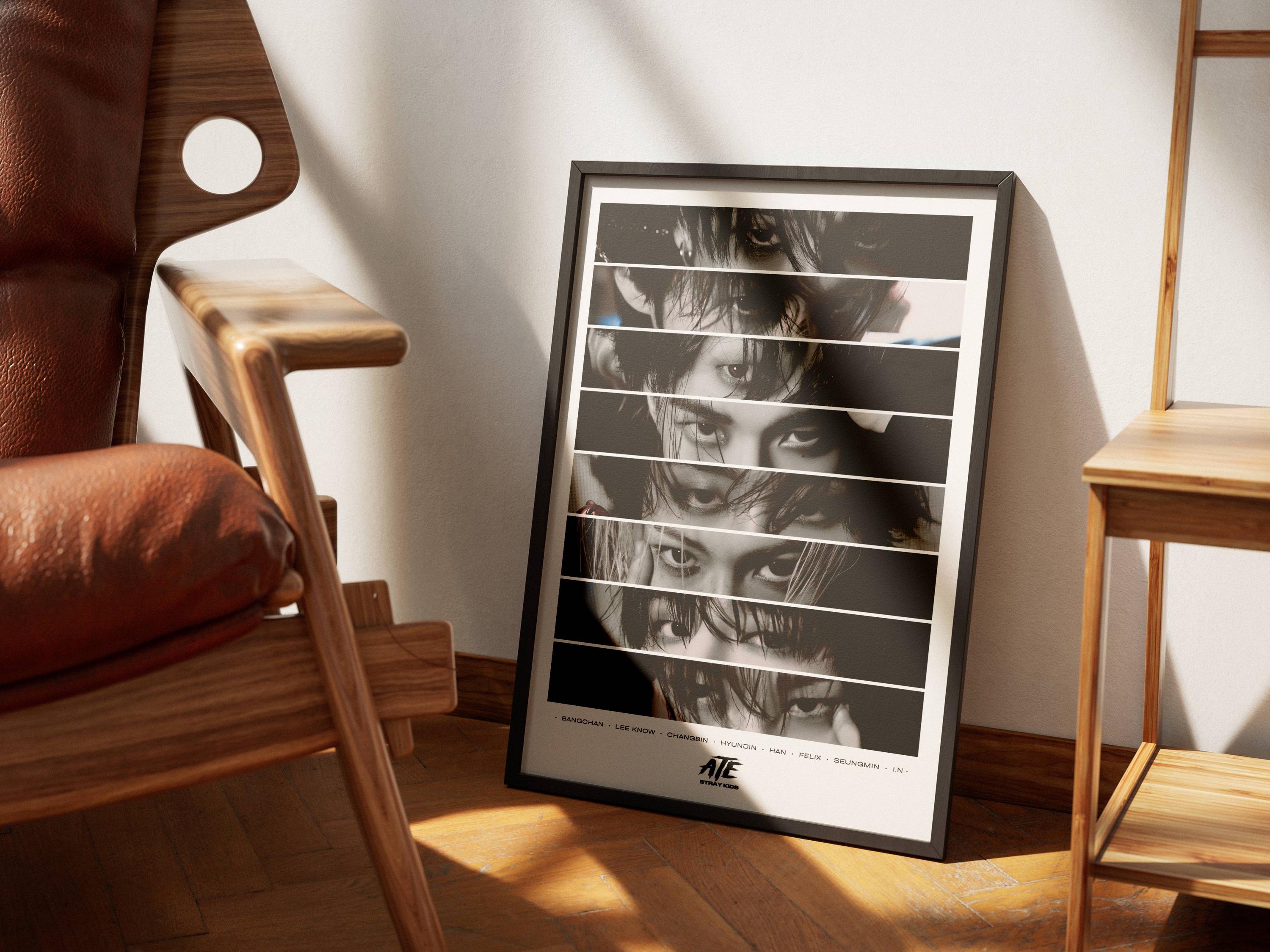 Stray Kids OT8 Poster, SKZ Eyes Black and White Art (digital Download ...