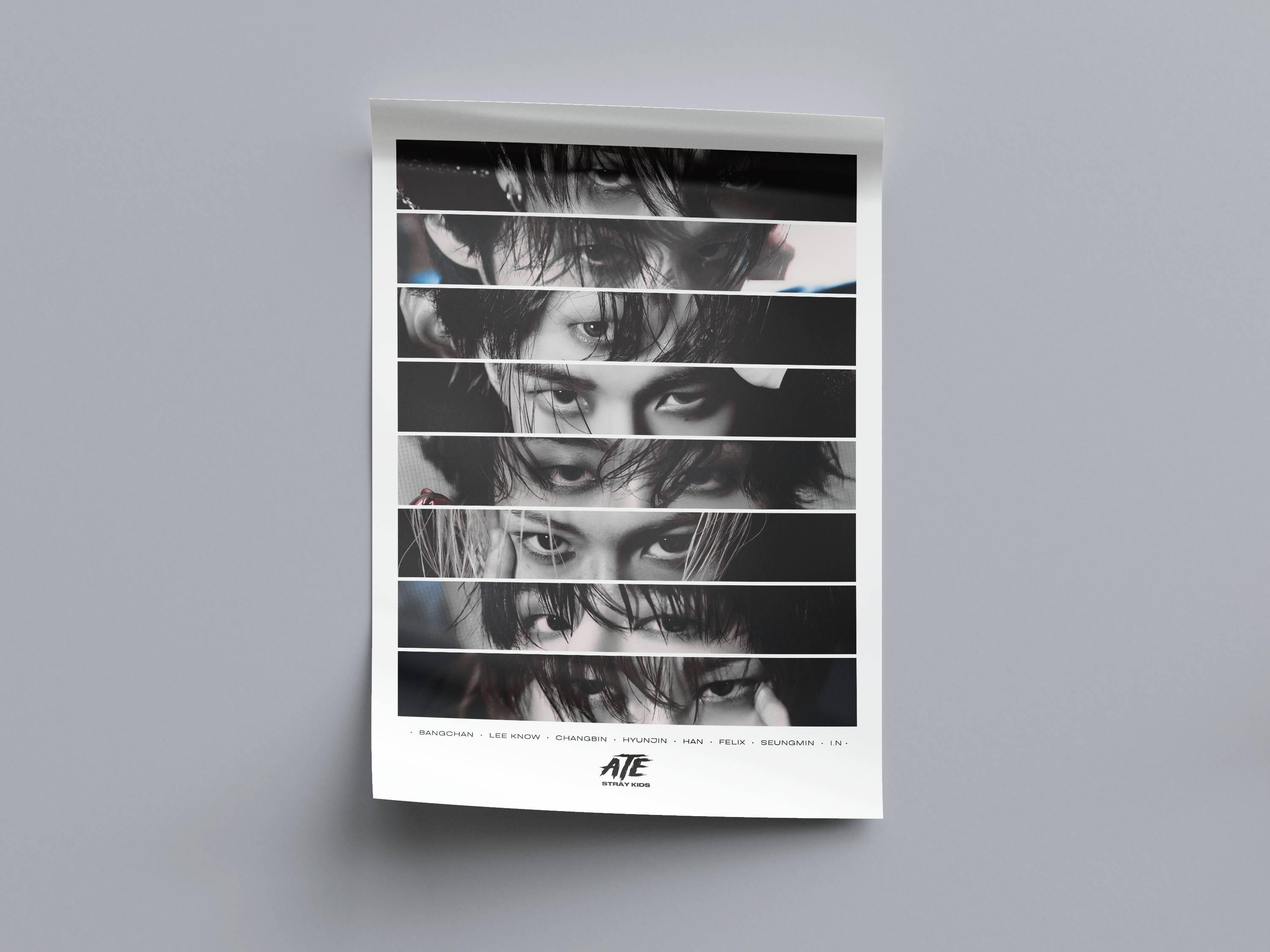 Stray Kids OT8 Poster, SKZ Eyes Black and White Art (digital Download ...