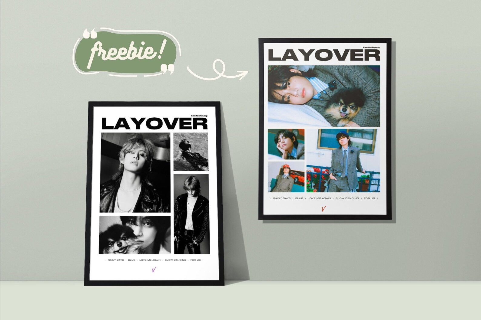Taehyung Layover Poster, BTS Collage Minimalist Music Print, Digital ...