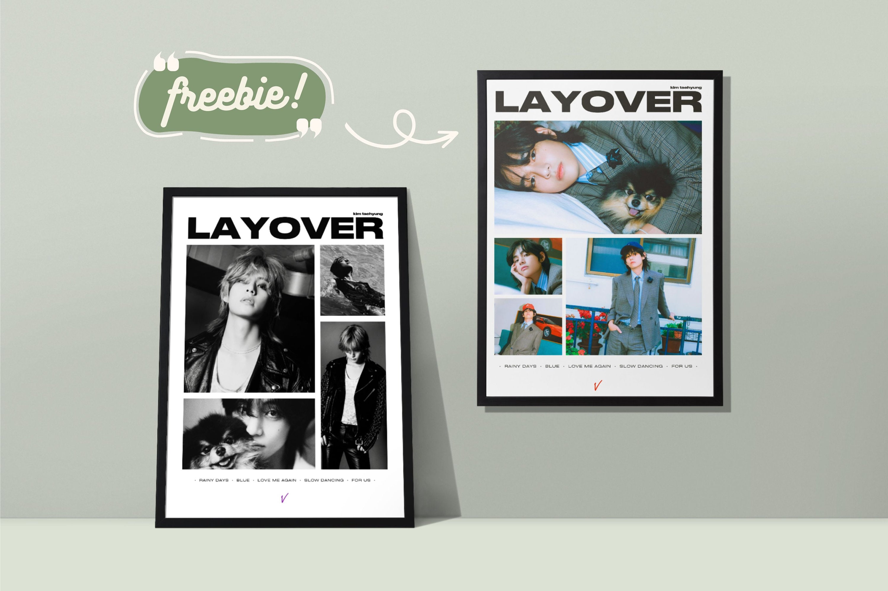 Taehyung Layover Poster, BTS Collage Minimalist Music Print, Digital ...