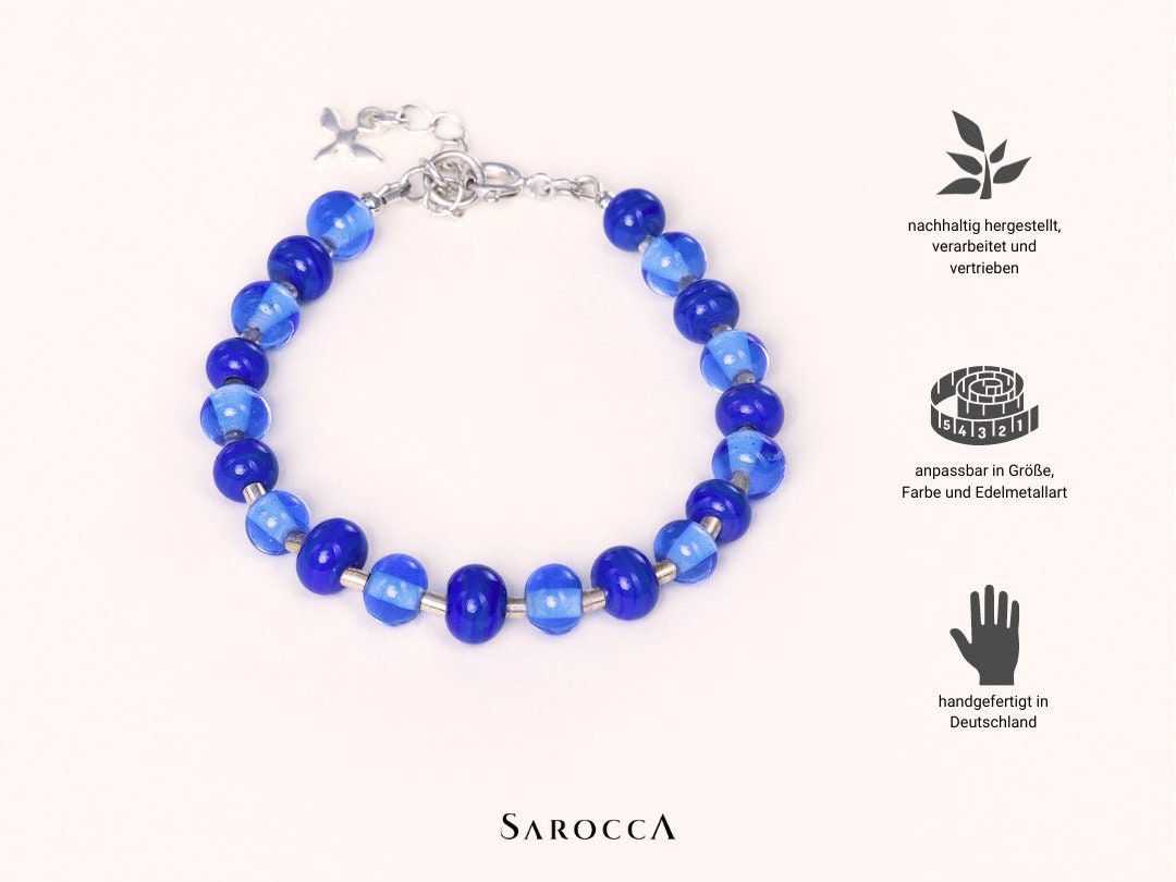 Sustainable Bracelet - Made of Fair Trade 925 Silver and Handmade Blue ...