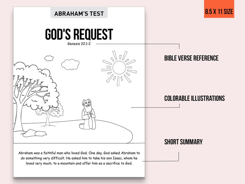 Abraham's Test Bible Story Coloring Pages Abraham and - Etsy
