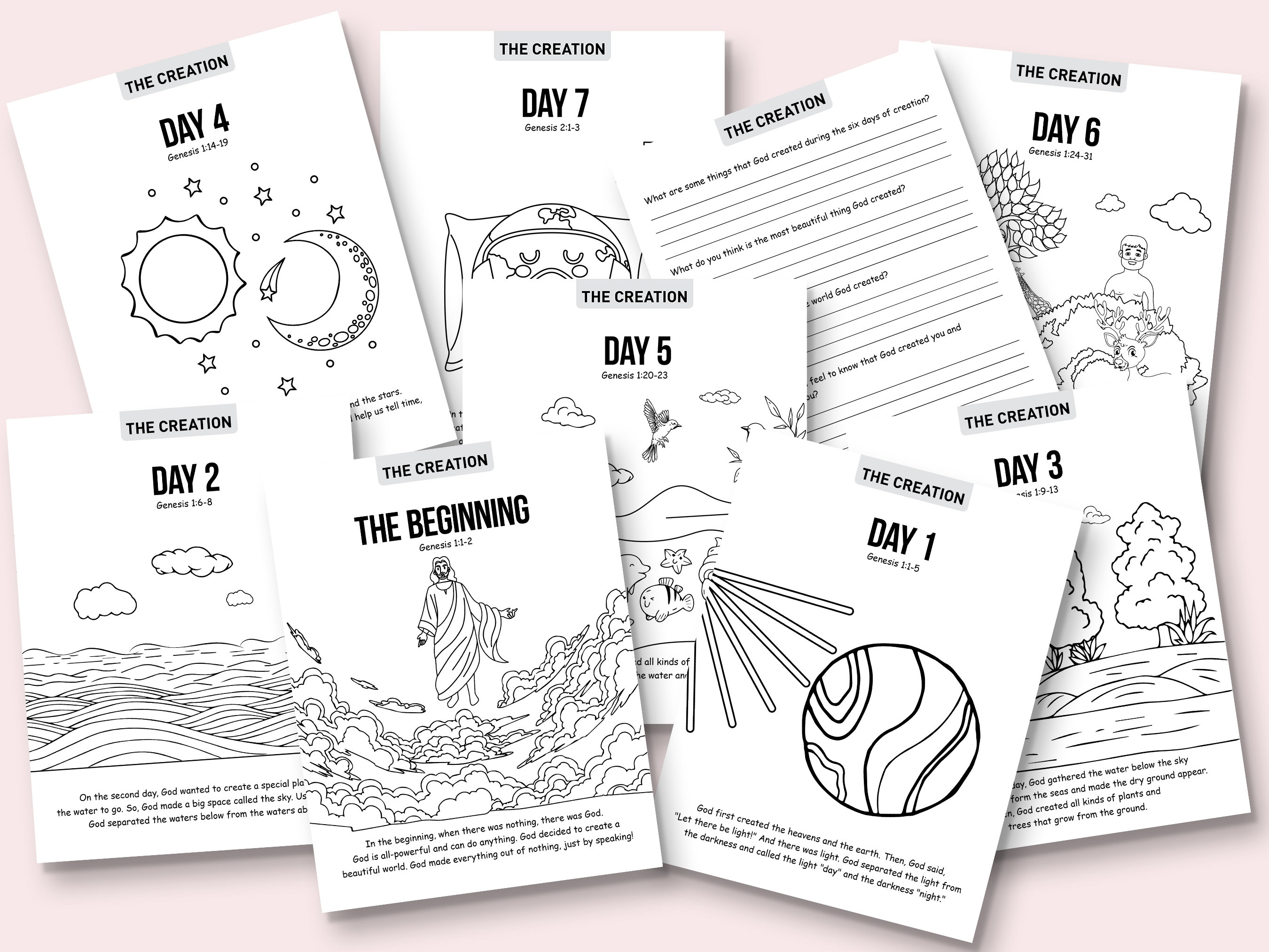 The Creation Bible Story Coloring Pages Sunday School,homeschool ...