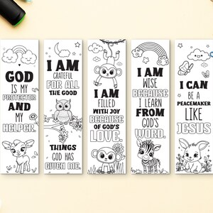 Bookmark Set: 5 Bible Affirmation Colorable Bookmarks,christian ...