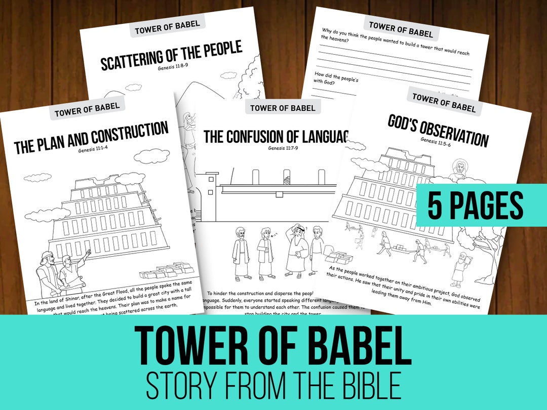 Tower of Babel Bible story coloring pages-Sunday school - Etsy Portugal
