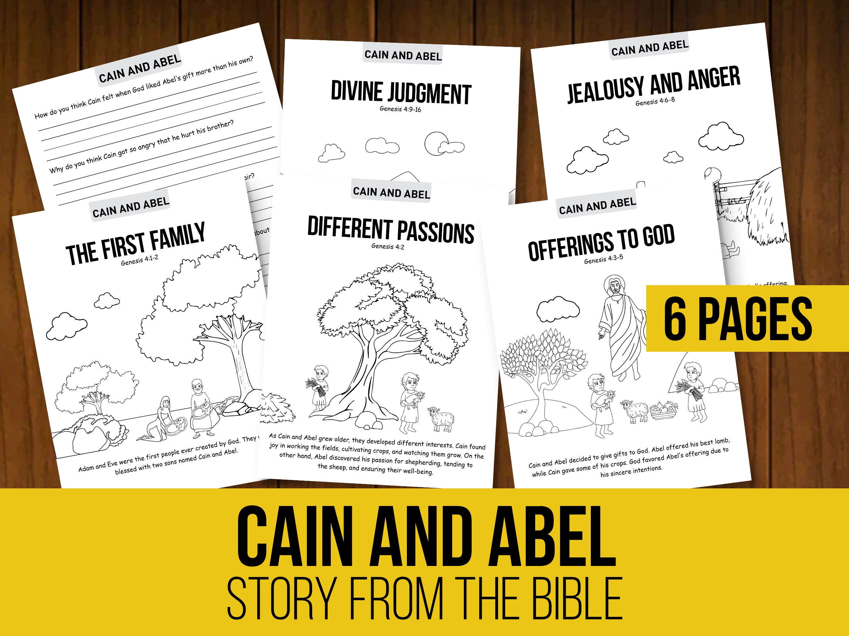 Cain and Abel Bible Story Coloring Pages-sunday School - Etsy Australia