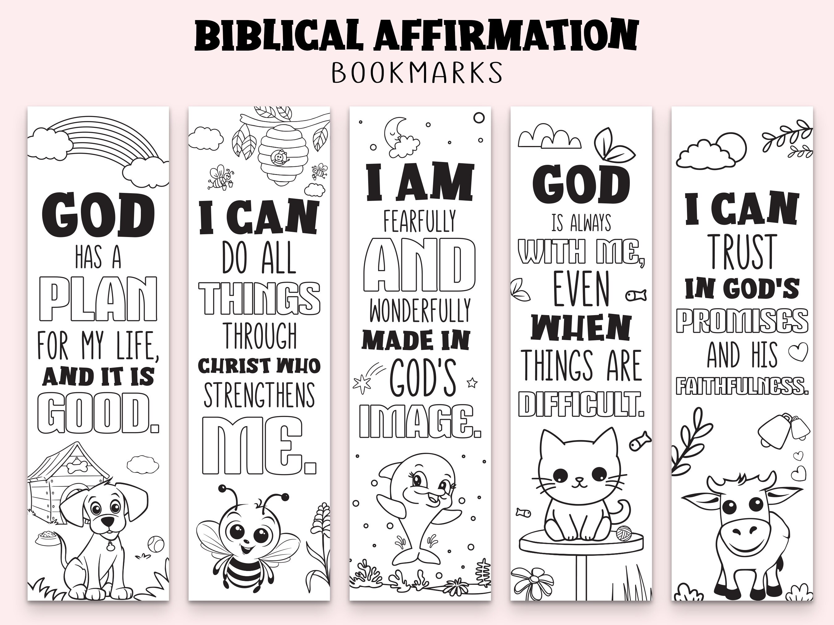 Biblical Affirmation Bookmarks for Kids: Vacation Bible - Etsy