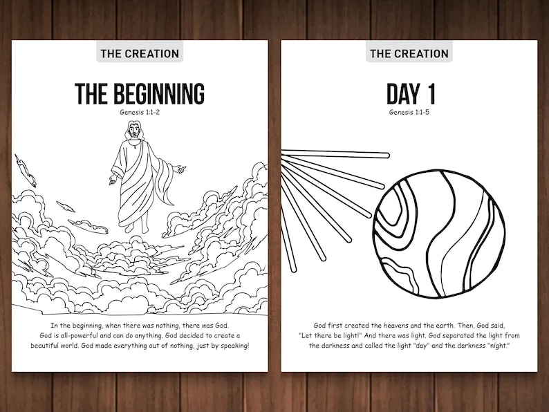 The Creation Bible Story Coloring Pages Sunday School,homeschool ...