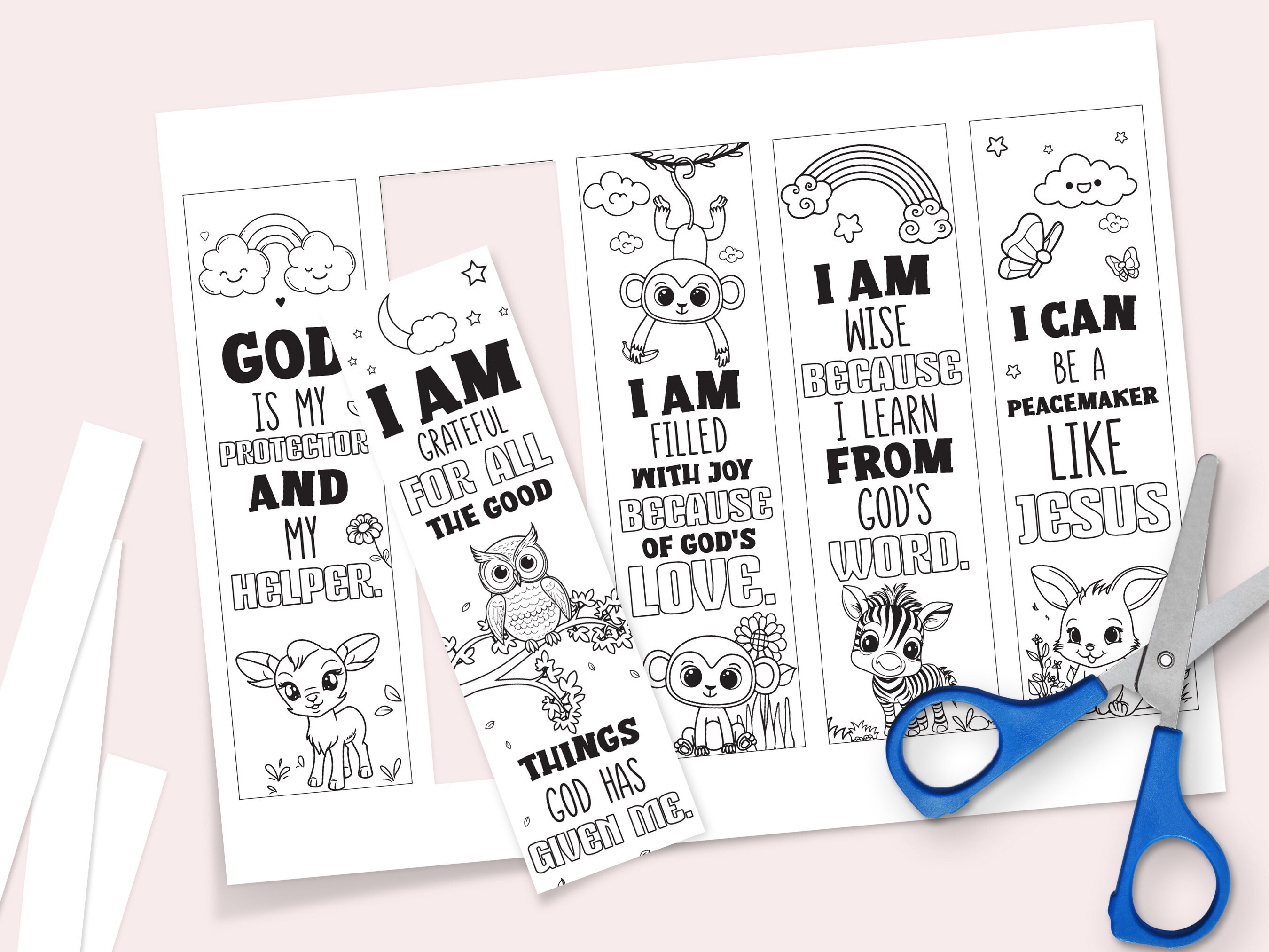 Bookmark Set: 5 Bible Affirmation Colorable Bookmarks,christian ...