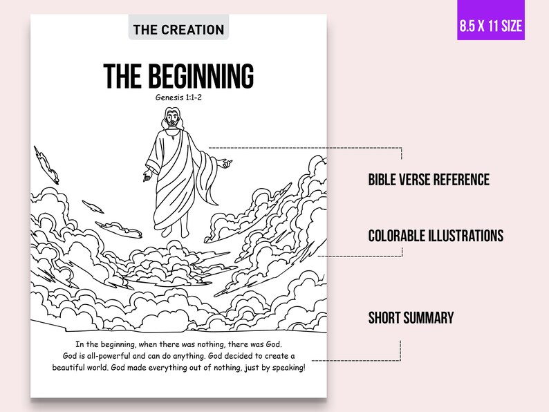 The Creation Bible Story Coloring Pages Sunday School,homeschool ...