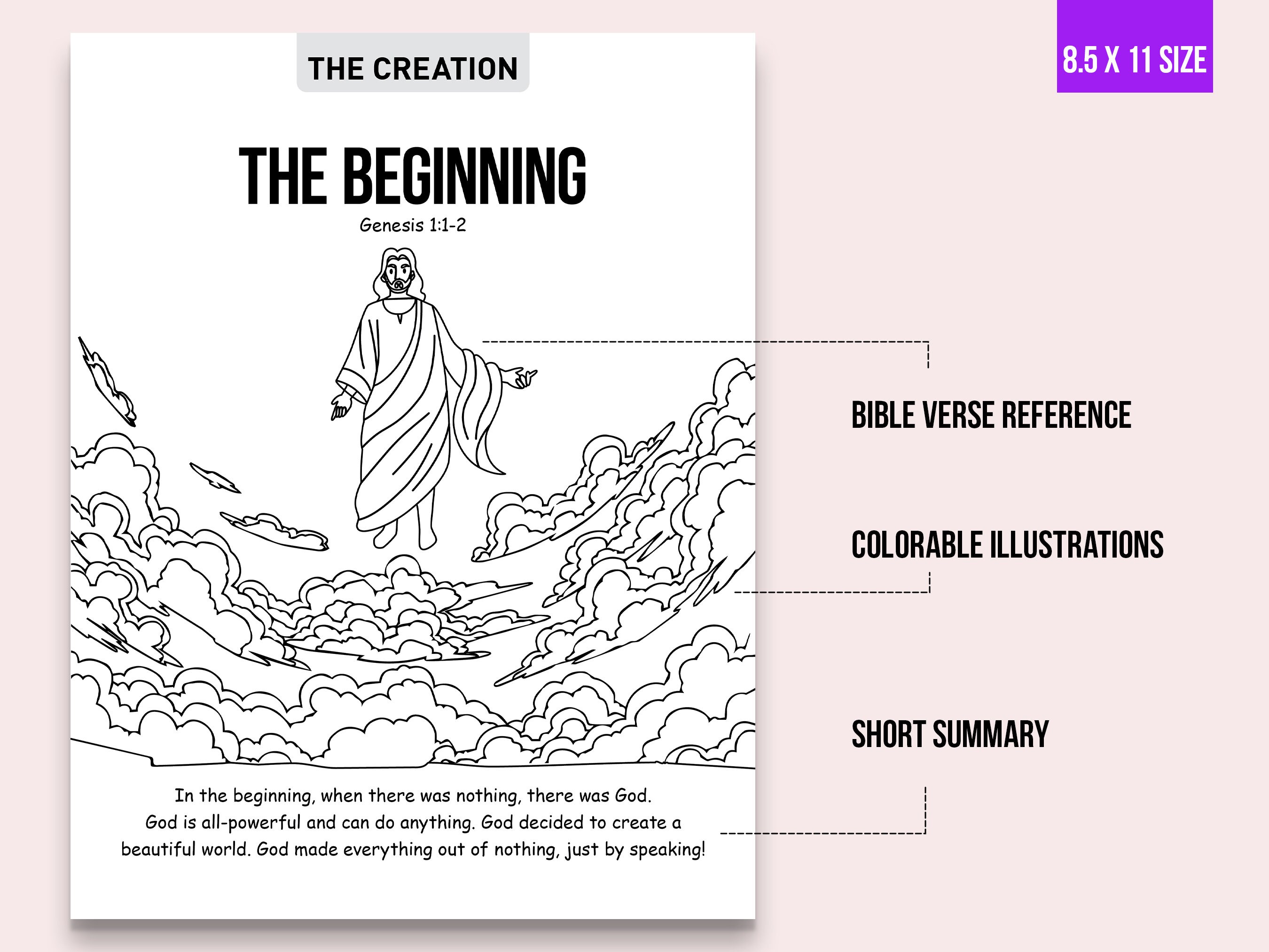 The Creation Bible story coloring pages Sunday - Etsy Portugal