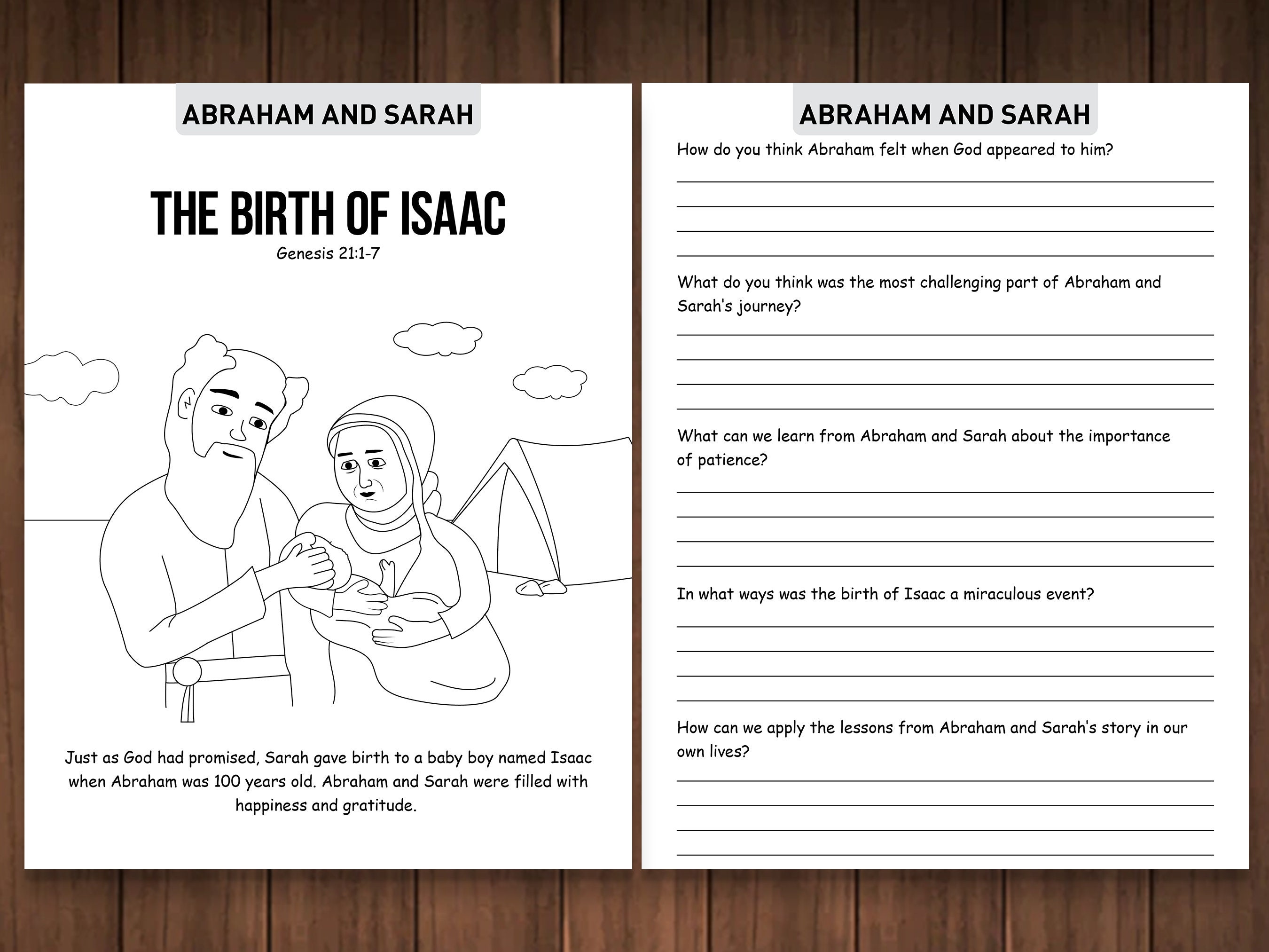 Abraham And Isaac Activity Sheets