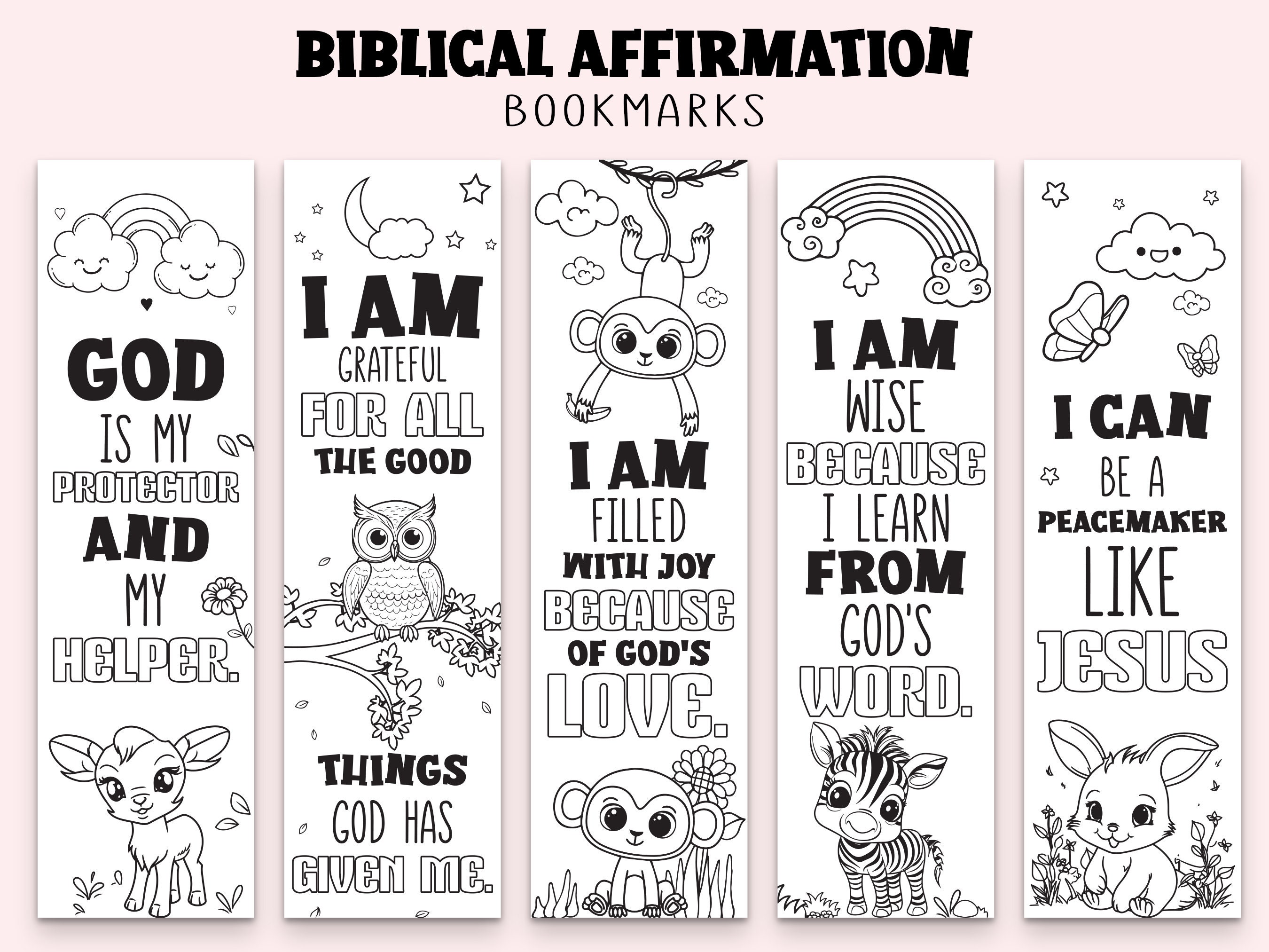 Bookmark Set: 5 Bible Affirmation Colorable Bookmarks,christian ... Bookmark Set: 5 Bible Affirmation Colorable Bookmarks,christian ...