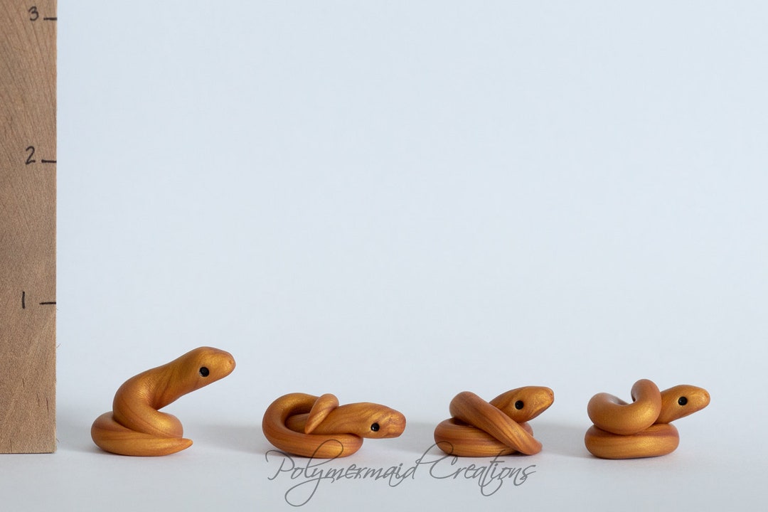 Tiny Golden Snek Miniature Polymer Clay Figure - Etsy