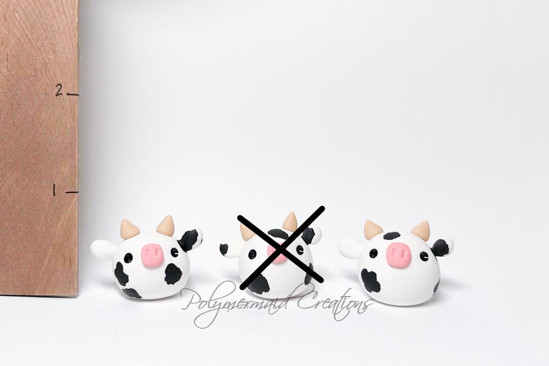 Tiny Cow - Miniature Polymer Clay Figure - Etsy