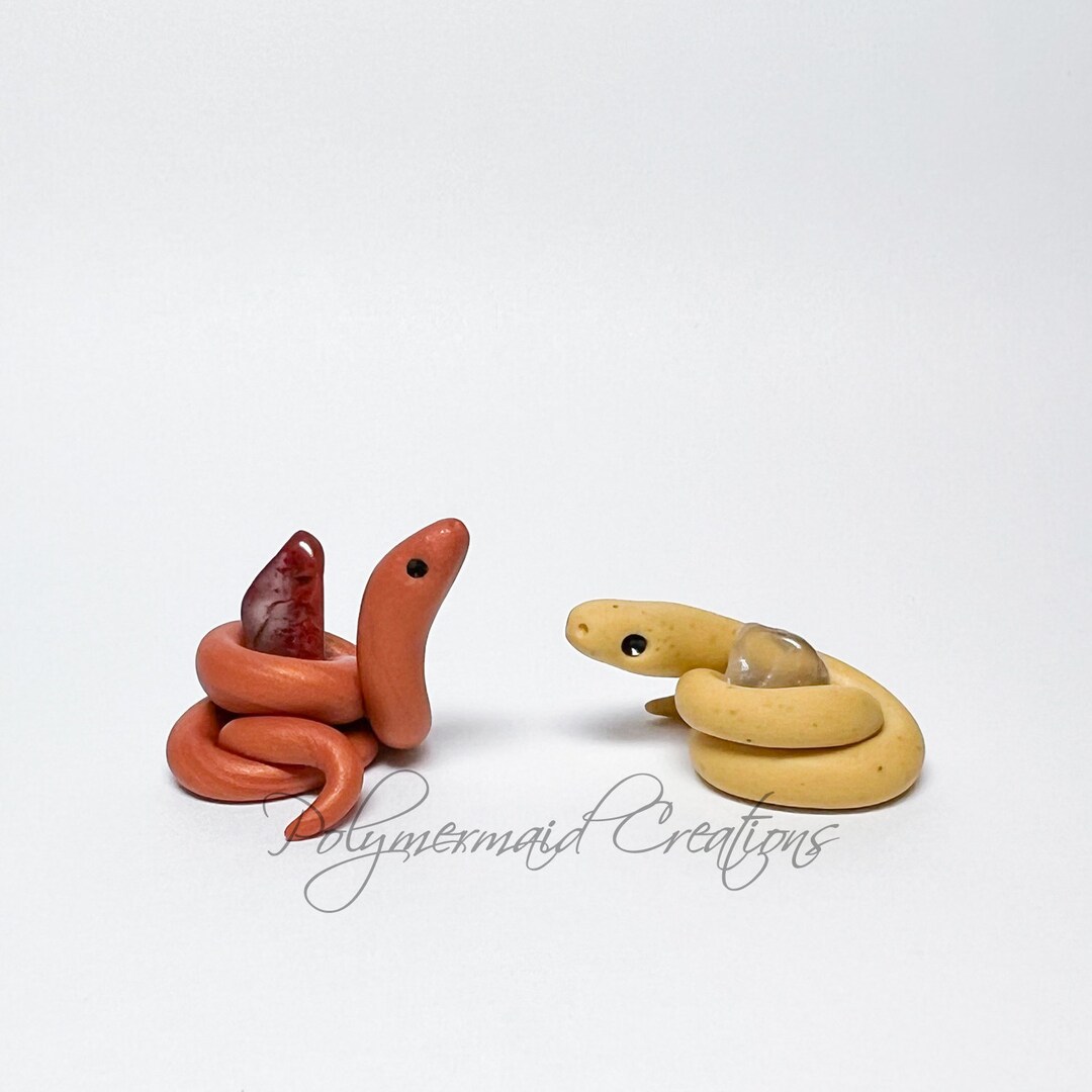 Tiny Snek Hugging Rock - Miniature Polymer Clay Snake Figure - Etsy