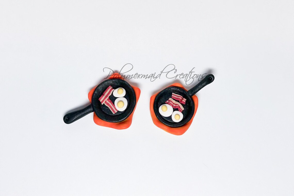 Calcifer Under Frying Pan With Bacon and Eggs - Miniature Polymer Clay ...