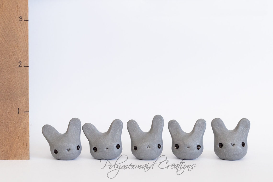 Silvery Grey Rabbit - Miniature Polymer Clay Figure - Etsy