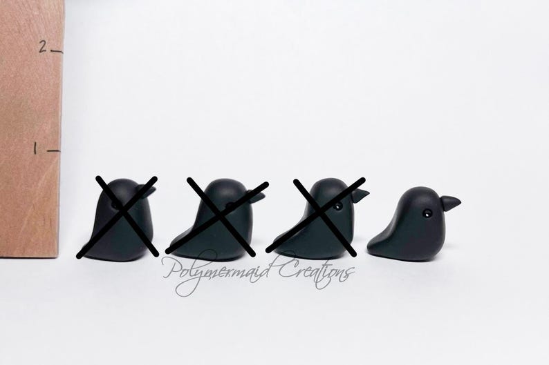 Tiny Crow Raven Corvid - Miniature Polymer Clay Figure - Etsy