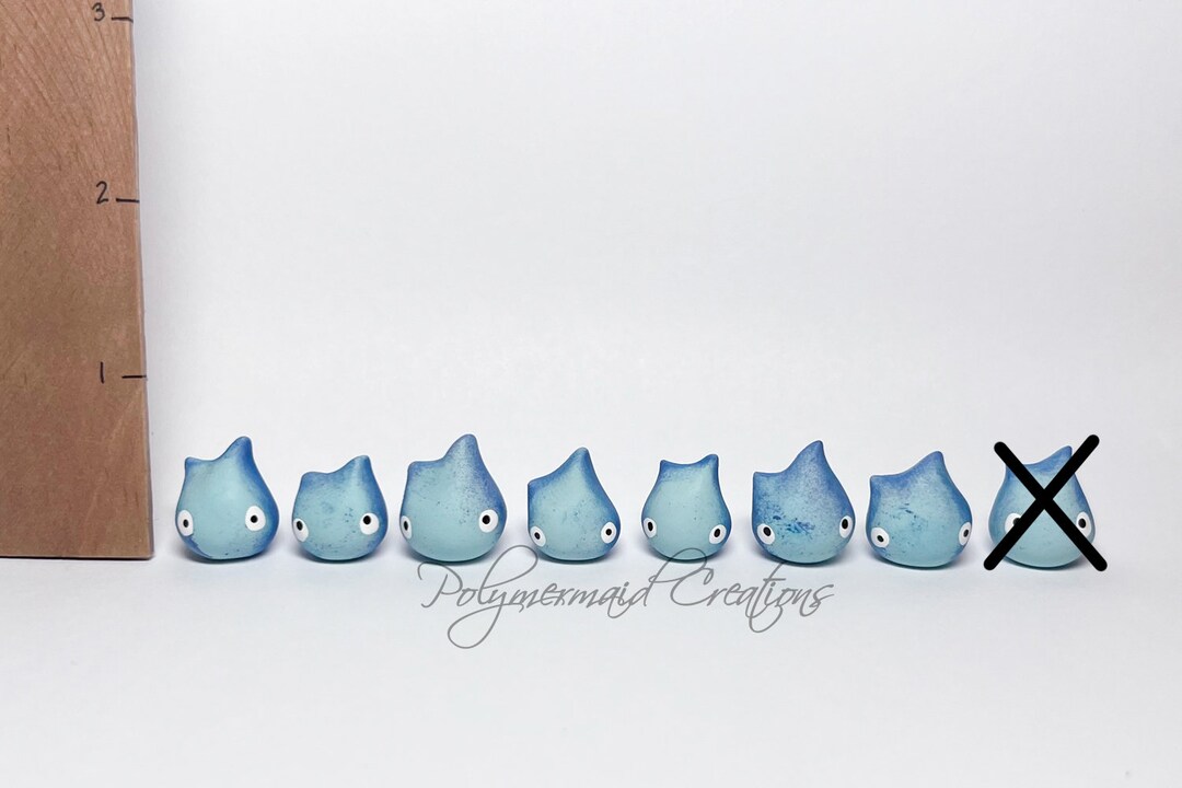 Blue Calcifer Fire Demon Miniature Polymer Clay Figure - Etsy