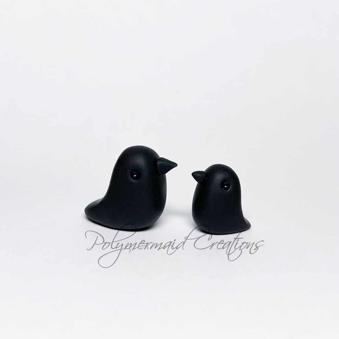 Tiny Crow Raven Corvid - Miniature Polymer Clay Figure - Etsy