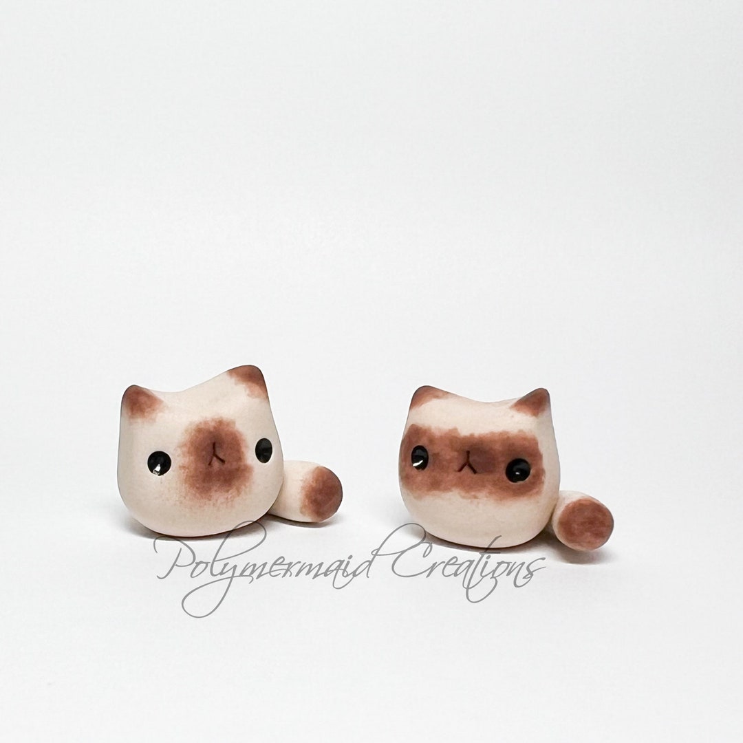 Siamese Kitty Cat - Miniature Polymer Clay Figure - Etsy