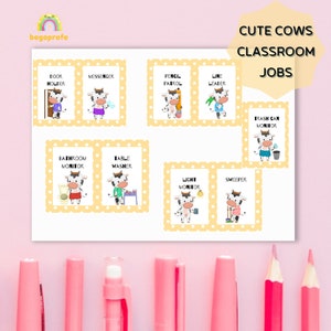 Cute Cow Clipart Classroom Jobs Chart for Preschool, Classroom ...