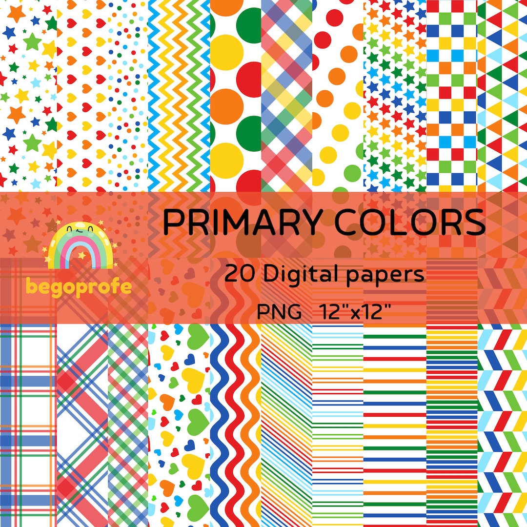 Primary Colors Digital Paper PNG Download for Classroom, Bulletin Board ...