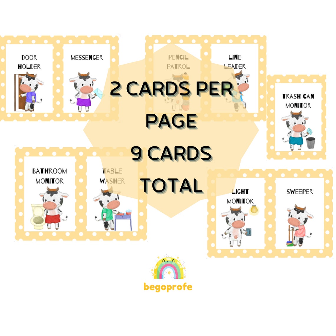 Cute Cow Clipart Classroom Jobs Chart for Preschool, Classroom ...