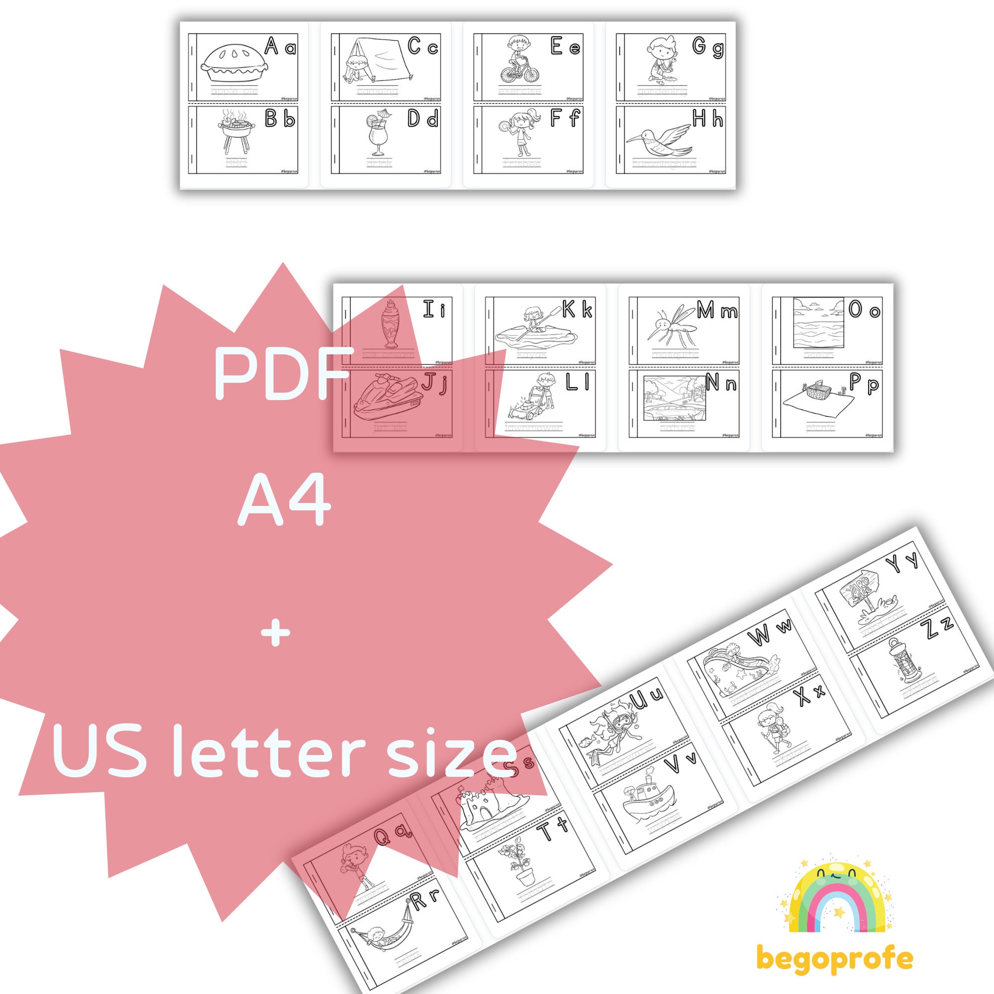 Summer Alphabet Mini Coloring Book for Kindergarten, Abcs Coloring ...