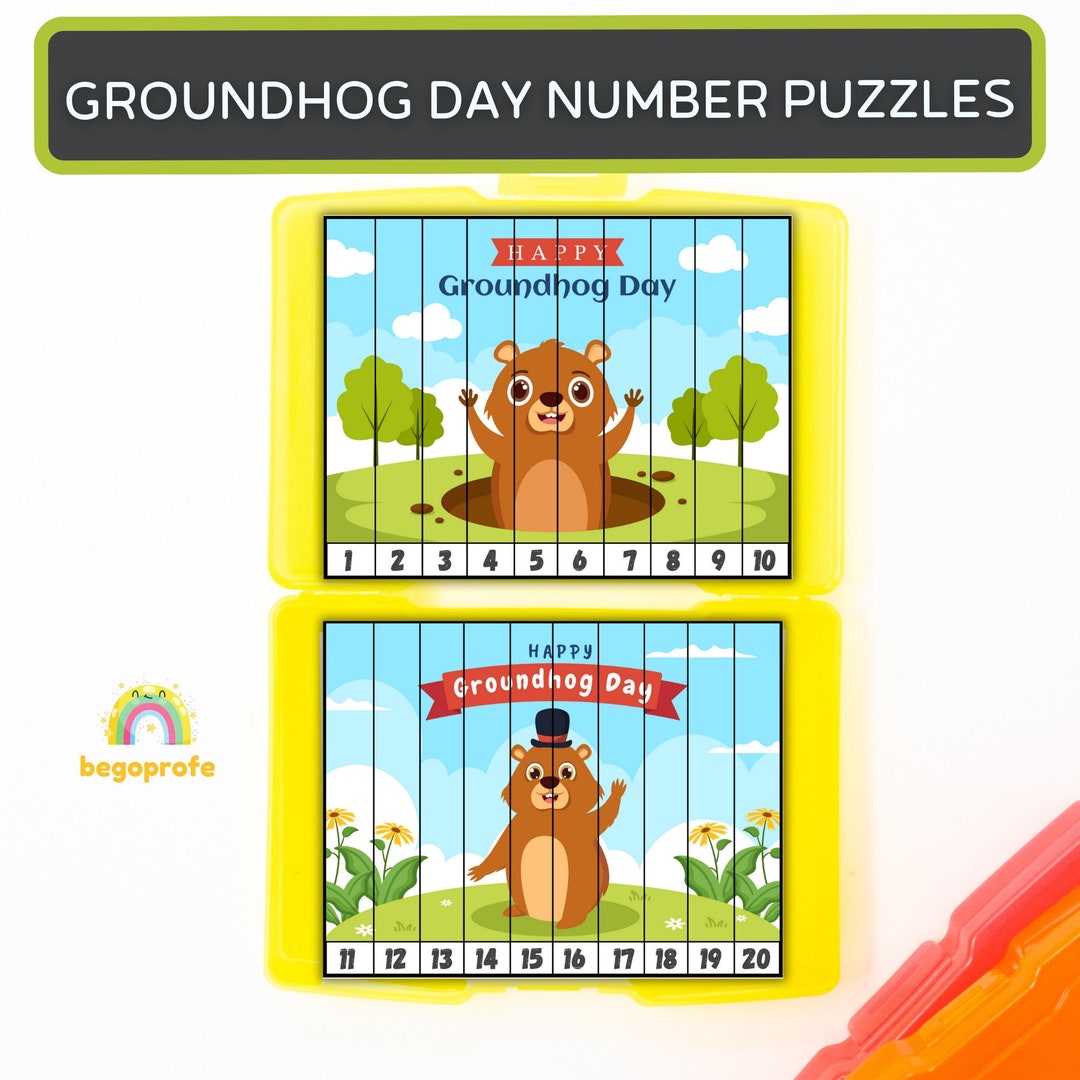 Groundhog Day Number Puzzle, Printable Activities for Kindergarten ...