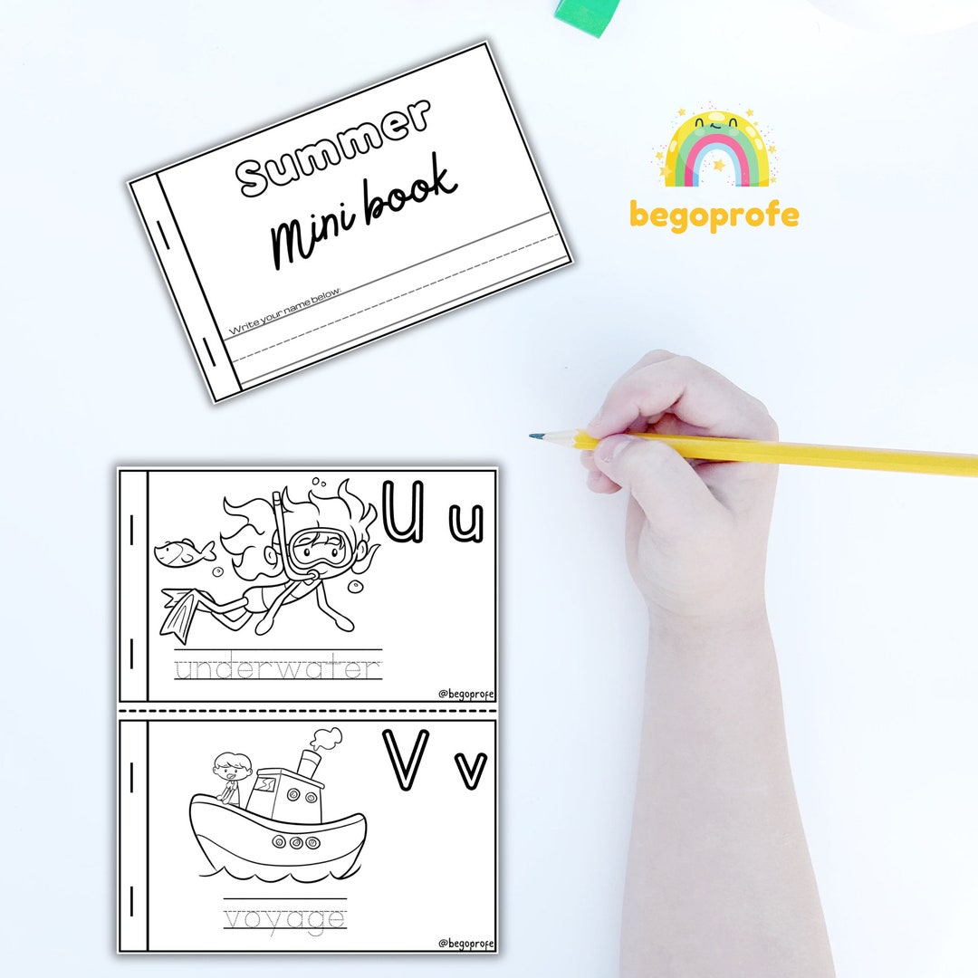 Summer Alphabet Mini Coloring Book for Kindergarten, Abcs Coloring ...