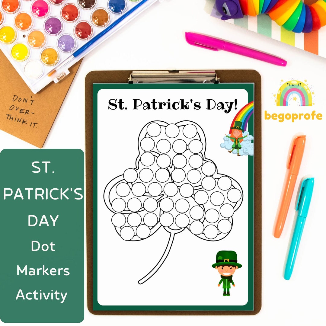 Saint Patricks Day Dot Markers Printable Coloring Pages, Activity Book ...