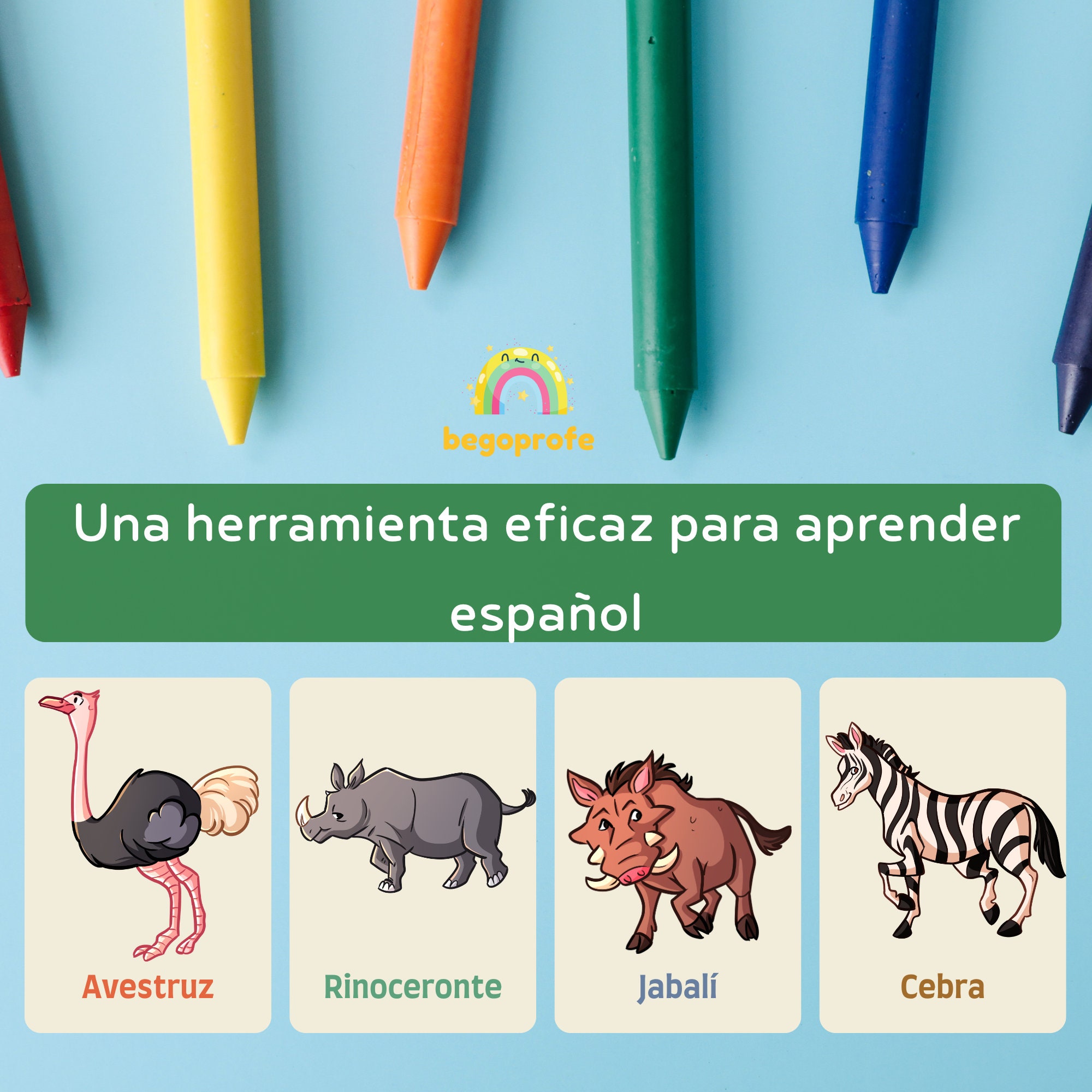 Animal Flashcards, Spanish Language Learning Printable, Vocabulary ...