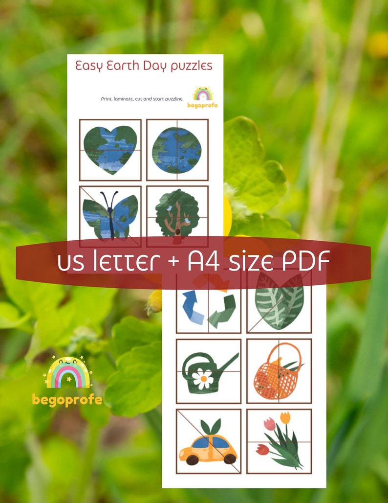 Earth Day Easy Puzzle Matching Game for Toddlers Math - Etsy