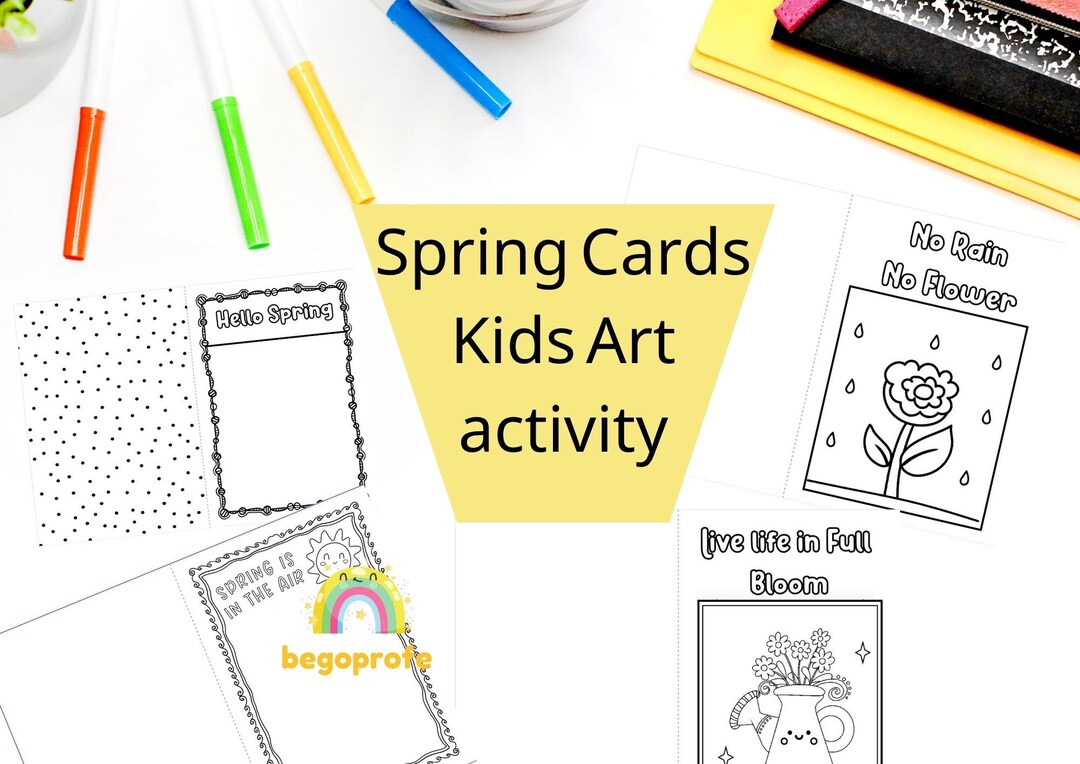 Spring Foldable Cards Printable Kids Art Templates Crafts - Etsy
