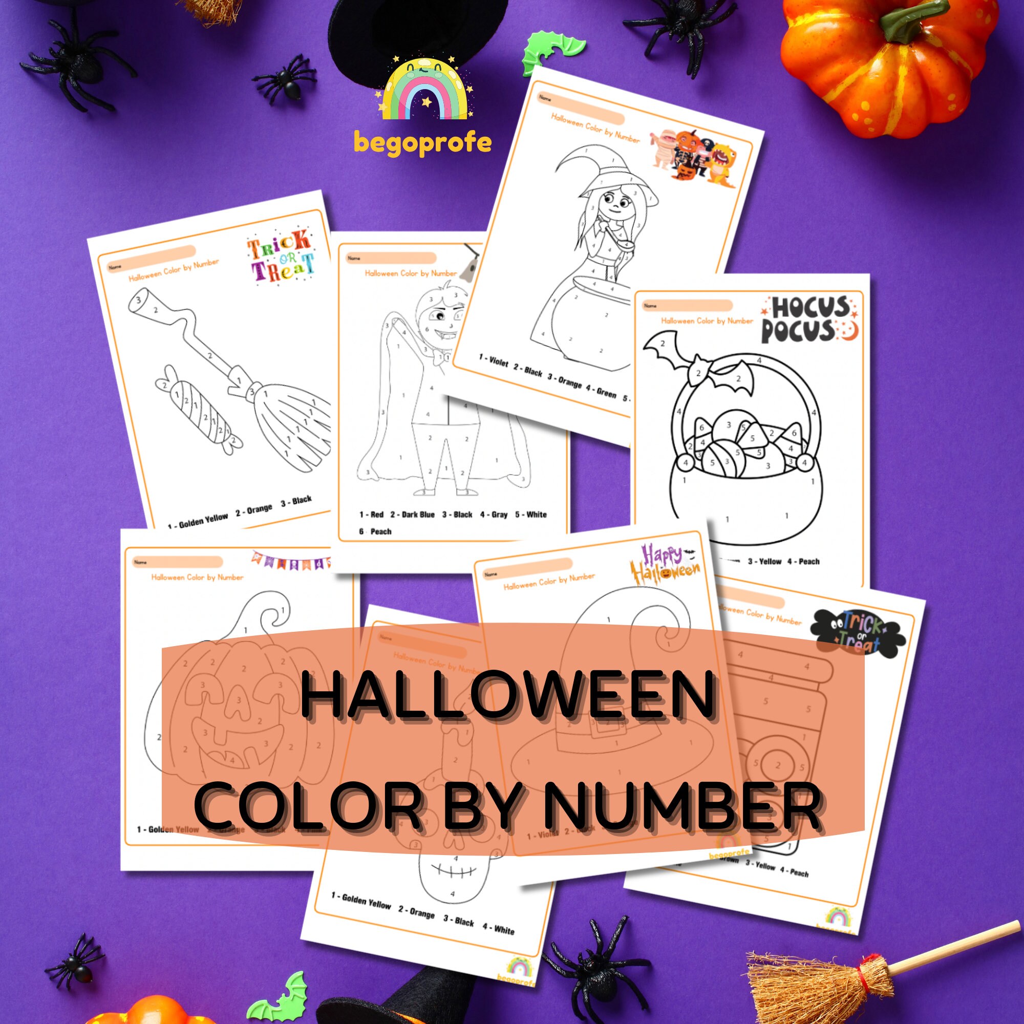 Halloween Color by Number, Worksheets Printable for Preschool, Number ...