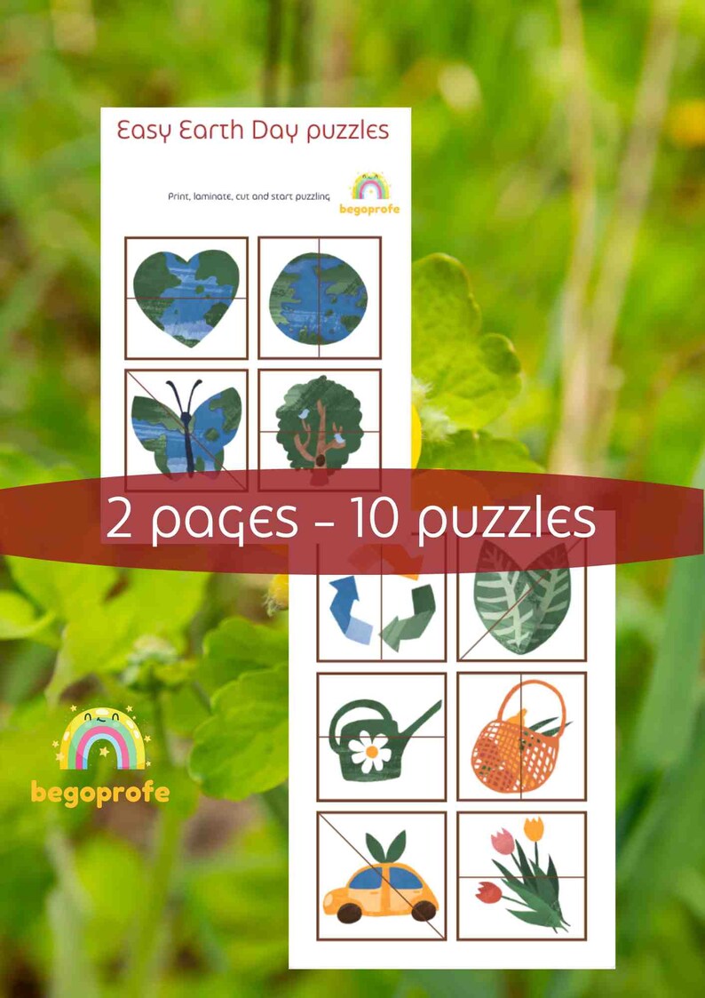 Earth Day Easy Puzzle Matching Game for Toddlers Math - Etsy