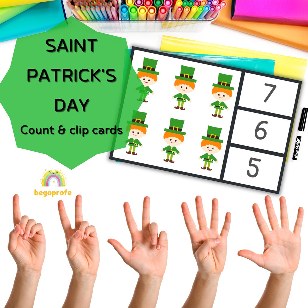 Saint Patricks Day Count and Clip Cards, Fine Motor Skill Activity for ...
