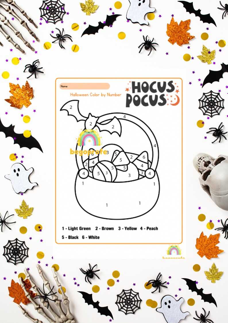 Halloween Color by Number Worksheets Printable for Preschool - Etsy