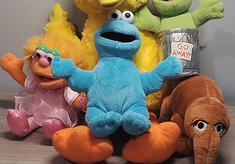 GUND Sesame Street BIG BIRD 075350, Oscar the Grouch 075939, Snuffy ...